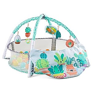 Infantino 4-in-1 Succulent Jumbo Activity Gym & Ball Pit - Combination Activity Gym and Ball Pit for Sensory Exploration and Motor Skill Development for Newborns, Babies and Toddlers
