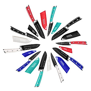 Cangshan S+ Series 1022094 German Steel Forged 2-Piece Titanium Coated Santoku Starter Knife Set with Sheaths, Noir Black