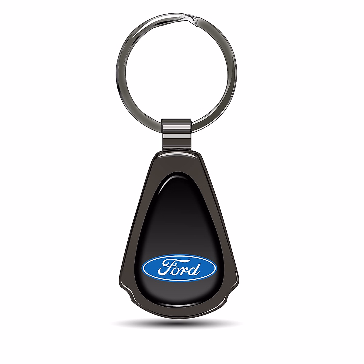iPick Image for Ford Logo Black Dome Dark Gunmetal Metal Teardrop Premium Key Chain Keychain, Official Licensed