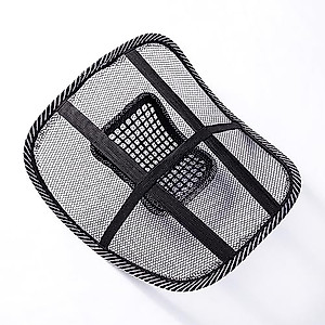 Mesh Lumbar Back Support Massage Cushion Office Home Car Seat Chair Ventilate Cool Cushion Pad with Massage (Black, 40 * 7.5 * 36cm/15.8 * 3 * 14.2inch (L*W*H))