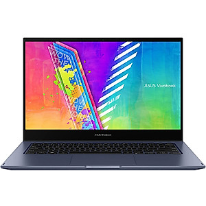 ASUS VivoBook Go 14 Flip Thin and Light 2-in-1 Laptop, 14'' HD Touch, Intel Celeron N4500, 4GB RAM, 64GB eMMC + 512GB SSD, NumberPad, Win 11, 1-Year Microsoft 365, Quiet Blue + Accessories