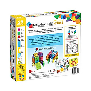 Magna-Tiles House Set, The Original Magnetic Building Tiles For Creative Open-Ended Play, Educational Toys For Children Ages 3 Years + (28 Pieces + Reusable Silicone Stickers)