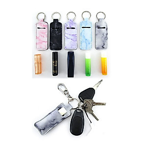 MITAOFAIRY 6 Pcs Chapstick Holder Keychains with 6 Pcs Metal Clip Cords, Neoprene Lipstick Holder Keychains, Suitable for Chapstick Tracker and Safeguard