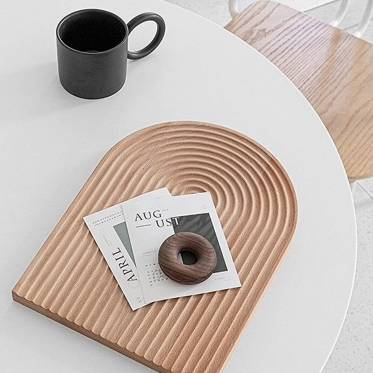 Enkrio Boho Wooden Rainbow Arch Tray Decorative Wood Charcuterie Board Wood Serving Boards for Kitchen Home Decor