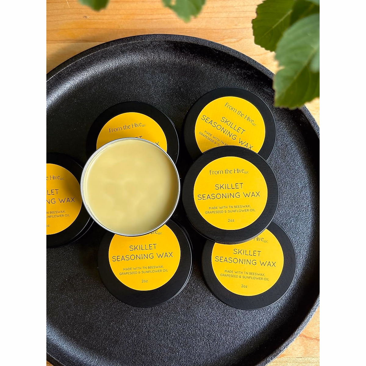 From the Hive LLC Cast Iron & Carbon Steel Seasoning Wax - Mother/Daughter Owned - Made in the USA with TN Beeswax & Non-Fibrous Oils