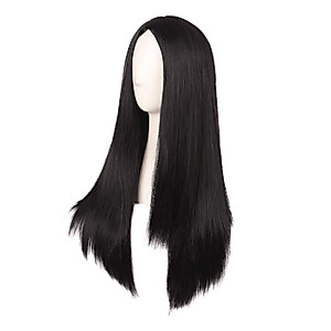 MapofBeauty 28 Inch/70 cm Women Special Long Straight Synthetic Wig (Black)