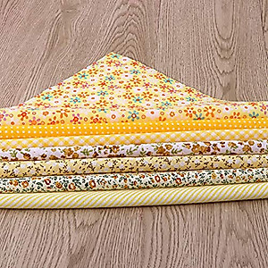 Healifty Fabric 7pcs Cotton Patchwork Bundle Squares Patchwork Lint Different Designs for DIY Sewing Quilting Scrapbooking Yellow Quilting Quilting Quilting Fabric