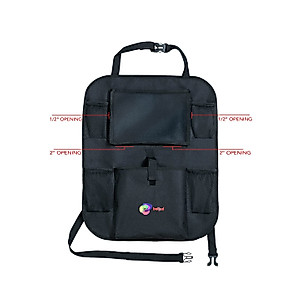 Durable Backseat Car Organizer- Kick Mats Back Seat Protector- Heavy Duty Car Organizer for Kids with Touchable Tablet Holder and Extra Storage Pockets, Car Travel Accessories, Perfect for Travel, Car