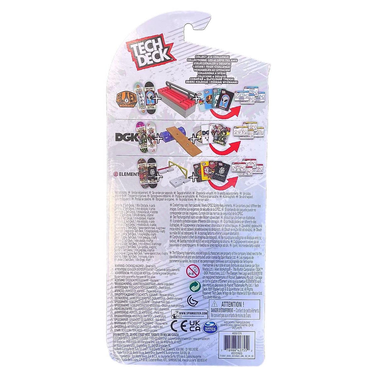 TECH DECK VS Series Sk8shop Mini Skateboard Fingerboard, Obstacle & Challenge Set 2022 (DGK - Alien Workshop - Element) (Element)