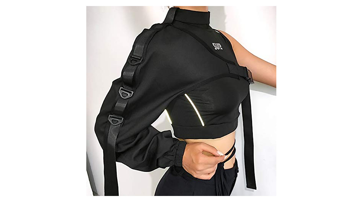 FlyCC Sexy One Shoulder Crop Top for Festivals