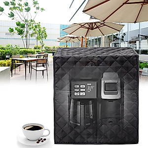 AOZBZ Coffee Maker Cover - Waterproof Cotton Cloth Coffee Maker Dust Cover Washable Foldable Kitchen Appliance Covers with 2 Storage Bags (Black)