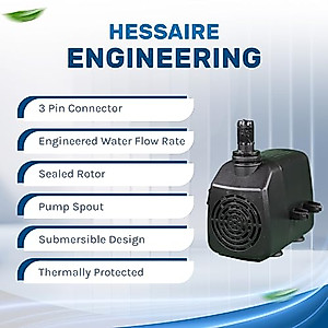 Swamp Cooler Pump - 3100CFM, Evaporative Cooler Pump 3 Pin Connector - 110 GPH Submersible Water Cooling Pump for MC37M, MC37V, MC37A, MFC3600 Evaporative Air Cooler - Replacement Pump by Hessaire
