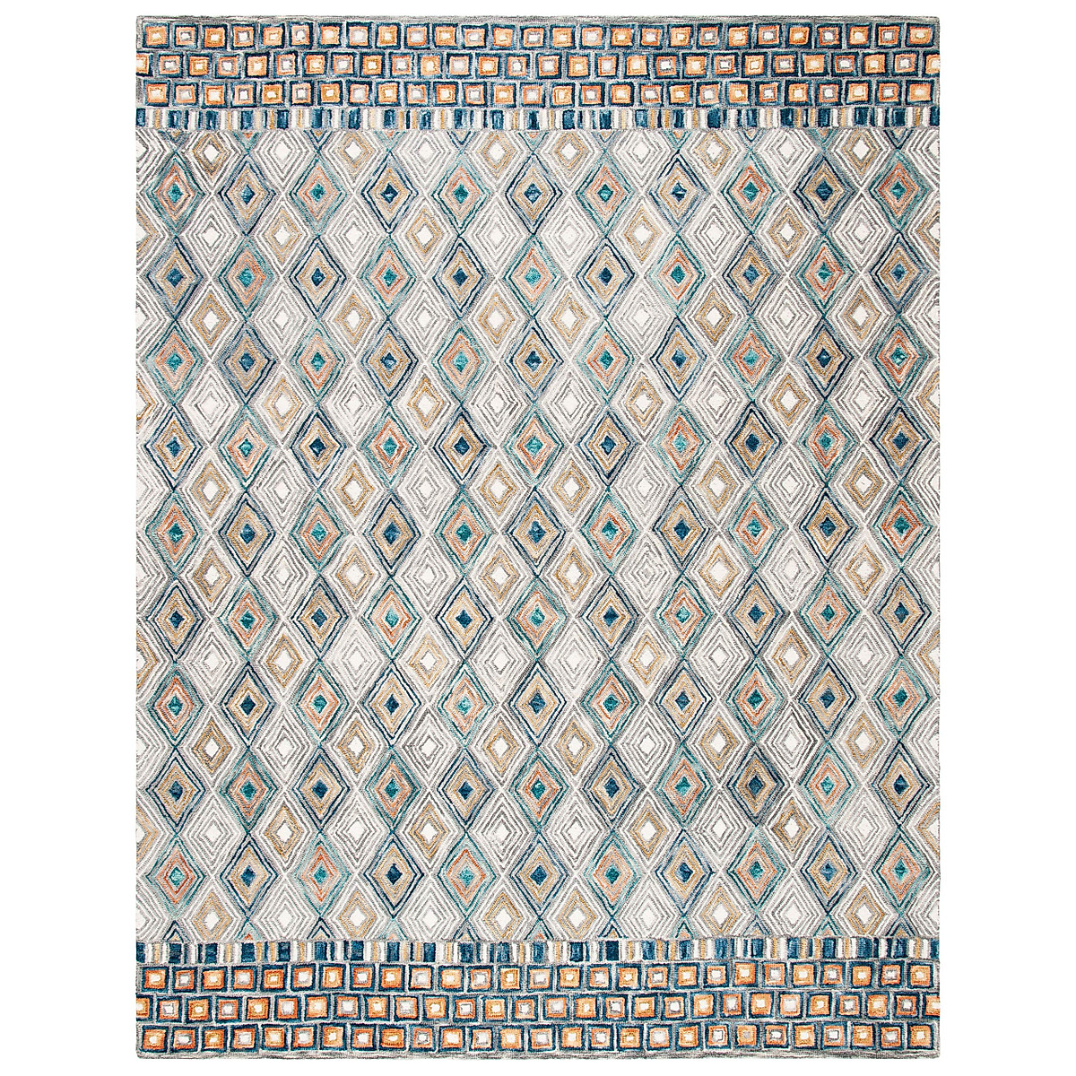 SAFAVIEH Aspen Collection Area Rug - 8' x 10', Green & Gold, Handmade Boho Wool, Ideal for High Traffic Areas in Living Room, Bedroom (APN810Y)