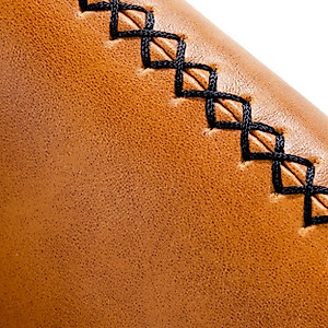 Benjara 35 Inch Accent Chair, Brown Faux Leather, Stitched Details, Metal Legs, Gray