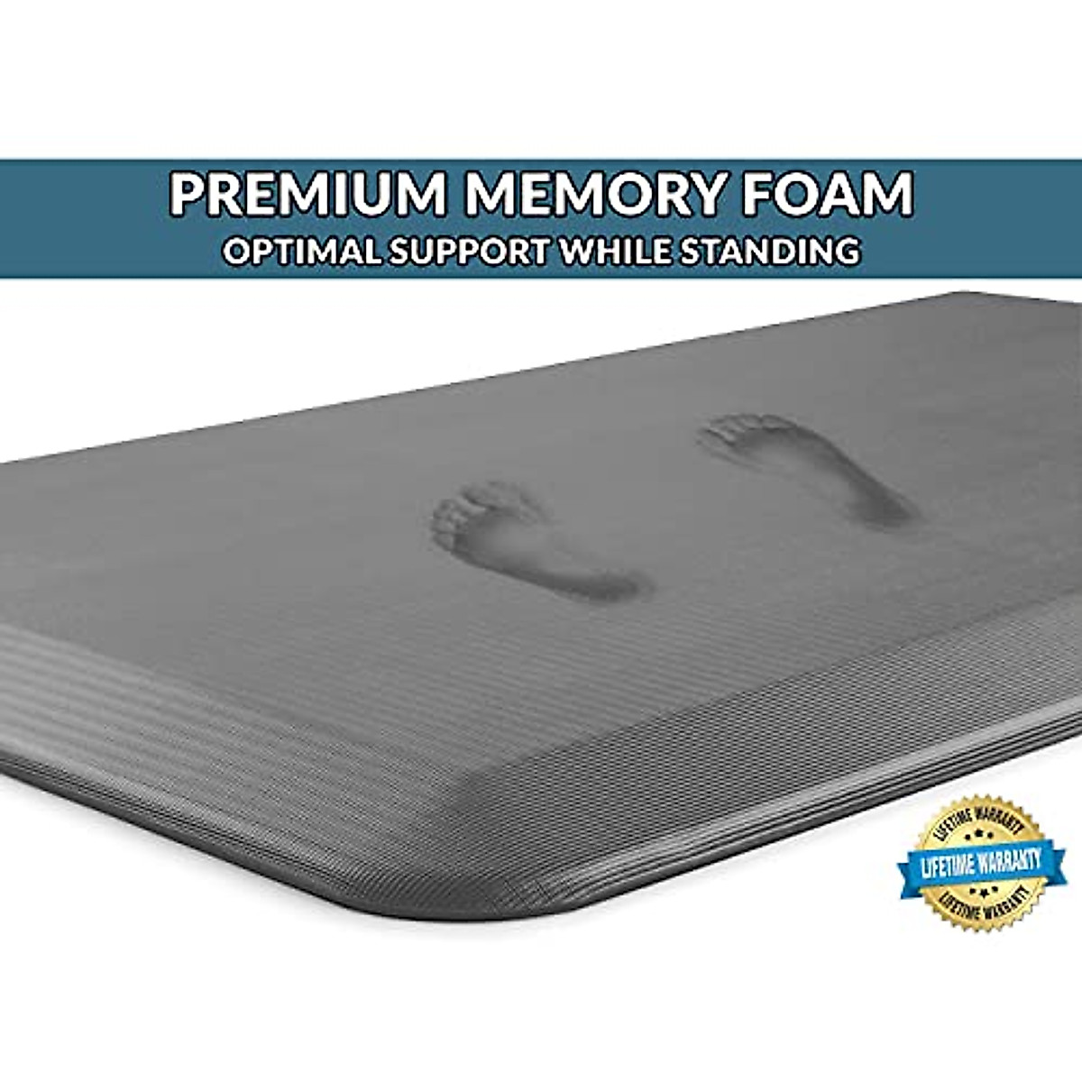 ComfiLife Anti Fatigue Floor Mat – 3/4 Inch Thick Perfect Kitchen Mat, Standing Desk Mat – Comfort at Home, Office, Garage – Durable – Stain Resistant – Non-Slip Bottom (20" x 39", Charcoal)