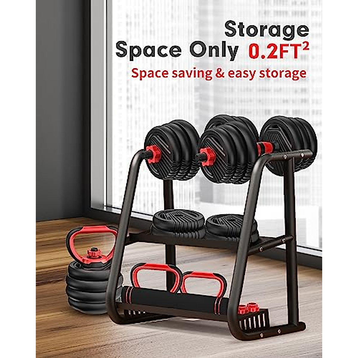 Trakmaxi Adjustable Dumbbell Set 20LB/55LB/70LBS Free Weights Dumbbells, 4 in 1 Weight Set, Dumbbell, Barbell, Kettlebell, Push-up, Home Gym Fitness Workout Equipment for Men Women(55LBS)