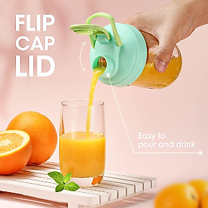 Aieve Mason Jar Lids, 4 Pack Wide Mouth Mason Jar Pour Spout Lid, Canning Lids with Flip Top Lid, Leak-Proof