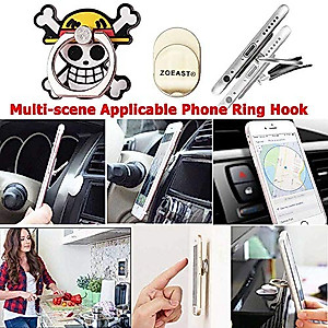 ZOSTLAND 3PCS Pirate King Skull Straw Hat Phone Ring,Universal 360°Adjustable Phone Case Finger Grip Stand Holder Desk Stent Mount Hook Compatible with iPhone 14 13 12 11 MAX X Plus iPad (3Pack Luffy)