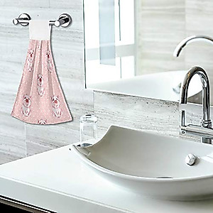 KEEPREAL Pink Pig Kitchen Towels Set of 2, 12 X 17 in Soft Hand Towels or Dishcloths with Hanging Loop, Absorbent Hand Towel for Bathroom Kitchen Décor