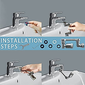 Lifeadhoc Faucet Extender Aerator, 1440° Universal Swivel Robotic Arm Sink Faucet Extension Aerator & Sprayer Attachment for Kitchen, Bathroom, Laundry with 2 Water Outlet Modes