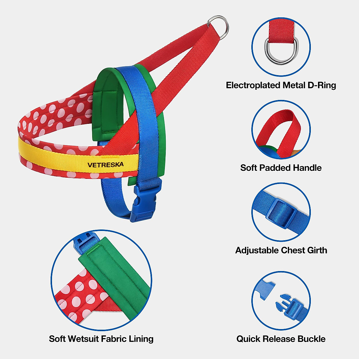 VETRESKA Dog Harness and Leash Set, No-Pull Puppy Harness for Walking and Training, Easy Walk Dog Harness for Small Medium Dogs, Adjustable, Take Control & Anti-Twist Pet Lead Combo (MoMA Red, S)