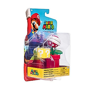 Super Mario Nintendo 4-Inch Piranha Plant Poseable Figure with Question Block Accessory. Ages 3+ (Officially Licensed)