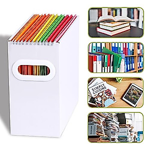 EOOUT 1 Pack White File Organizer Cardboard File Box for Letter Size Foldable Hanging File Folder Storage Hanging File Organizer with Handles for Office Home School