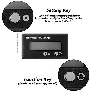 Frienda 2 Pieces DC 12V 24V 36V 48V 72V Battery Meter with Alarm, Front Setting and Switch Key, Battery Capacity Voltage Indicator Gauge, Monitors Lead-Acid and Lithium ion(White)