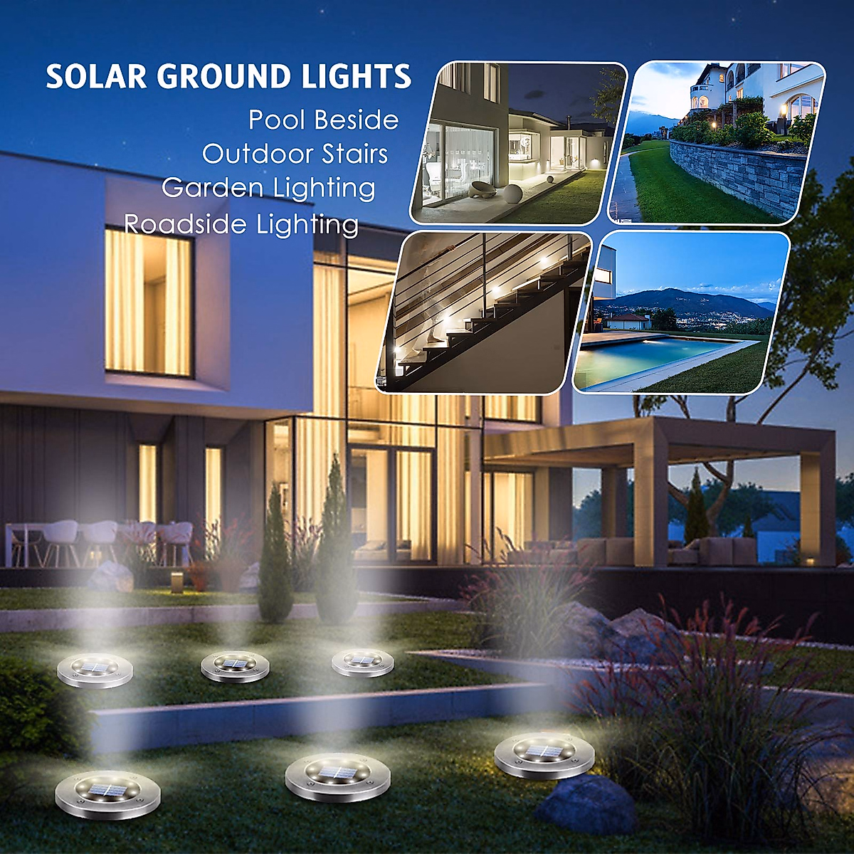 Solar Outdoor Lights 12 Packs, Waterproof Solar Pathway Lights Bright In-Ground Lights Lighting Decor for Garden, Lawn, Patio , Yard, Driveway, Step and Walkway Warm Light