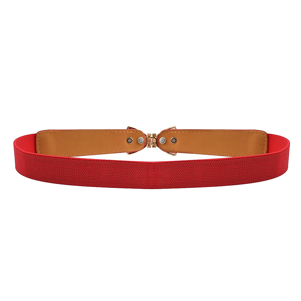 Syuer Womens 1" Width Bow Skinny Elastic Waist Belt Stretchy Belt Thin Belt (XXL-XXXL (35"-45"), Red)