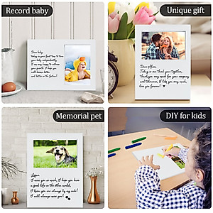Lnzong Personalized Wood Picture Frame, Memorial Gifts for Mother Father Baby Friends Family Pet, White Photo Frame for 4x6 picture with Signature Space - Horizontal/Vertical Display on Table or Wall