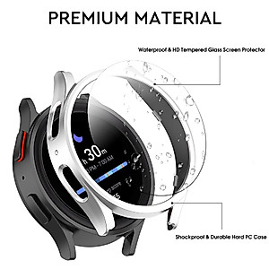 Bougraite 12+4 Pack Case for Samsung Galaxy Watch FE/5/4 40mm with Tempered Glass Screen Protector, Waterproof Hard PC Bumper Scratch Resistant Protective Cover Compatible with Galaxy Watch FE/5/4 40mm