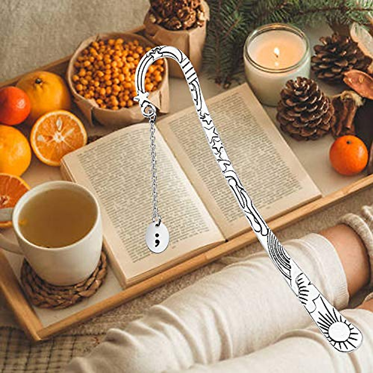 BAUNA Semicolon Bookmark Sign of Hope Jewelry Suicide Awareness Strength in Mental Health Inspiration Gift (Semicolon Bookmark)