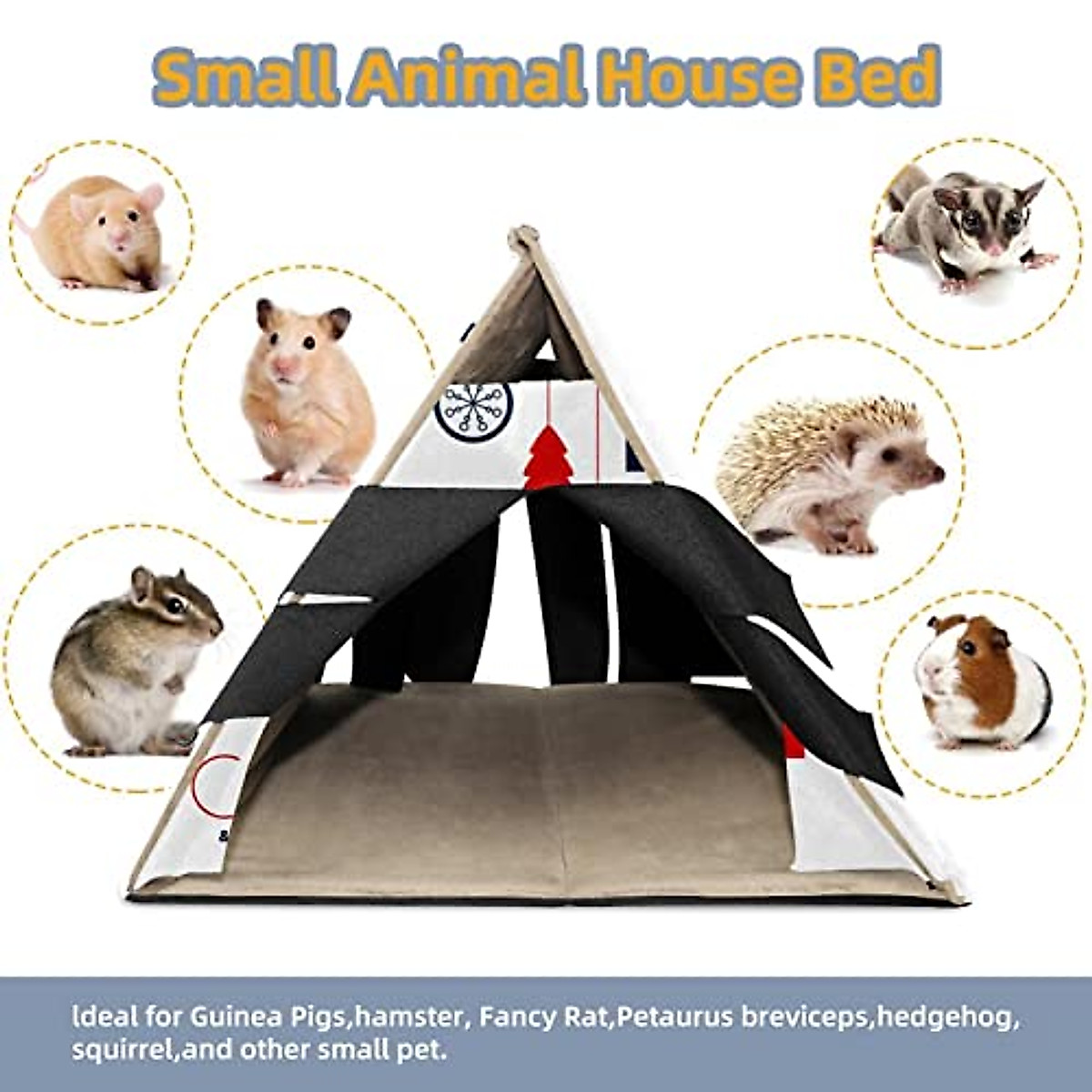 enheng Small Pet Hideout Merry Christmas Ornaments-01 Hamster House Guinea Pig Playhouse for Dwarf Rabbits Hedgehogs Chinchillas