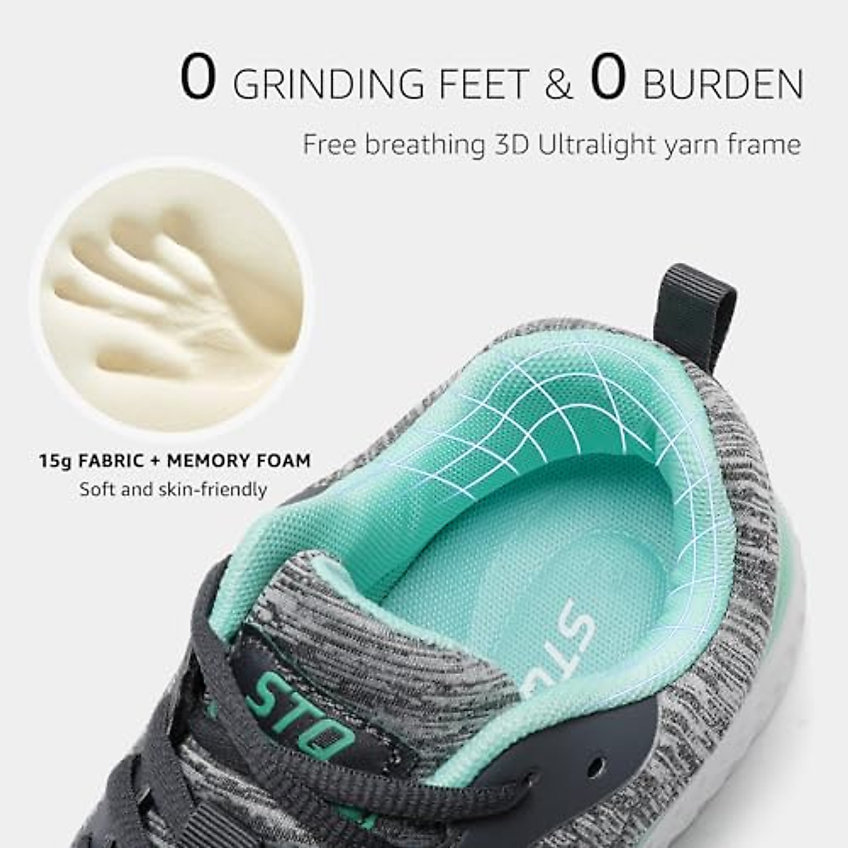 STQ Walking Shoes for Womens Lightweight Comfortable Casual Sports Shoes Athletic Sneakers Grey/Green 6