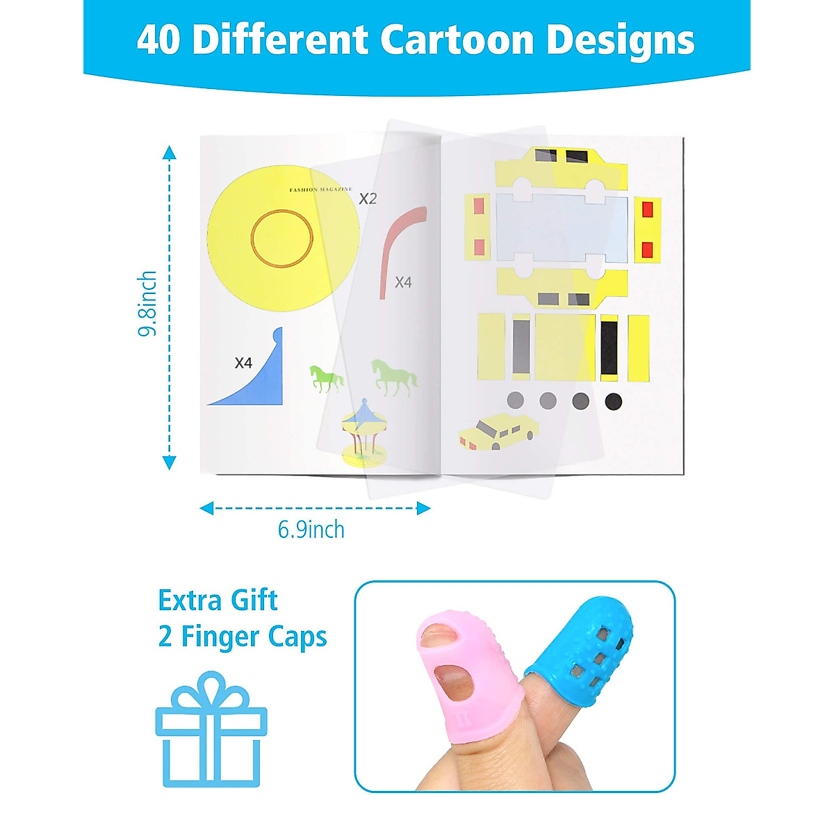 3D Pen Printing Drawing Book, Reusable Colored 40 Pattern Thick Paper Templates with Two Clear Plate, 3D Painting Graffiti Stencils for Kids DIY Gifts, Vomika (Good Time)