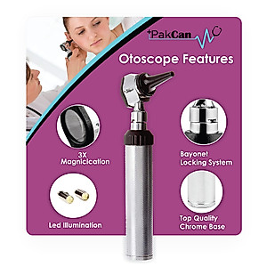 Pakcan Combo Otoscope Set - Multi-Function Otoscope for Ear, Nose & Eye Examination