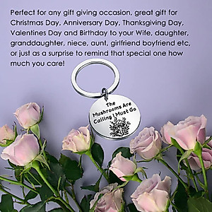 TIIMG Mushroom Keychain Gift Mycology Gift Mushroom Foraging Gift Gift for Mushroom Lovers (The Mushrooms Are Calling)