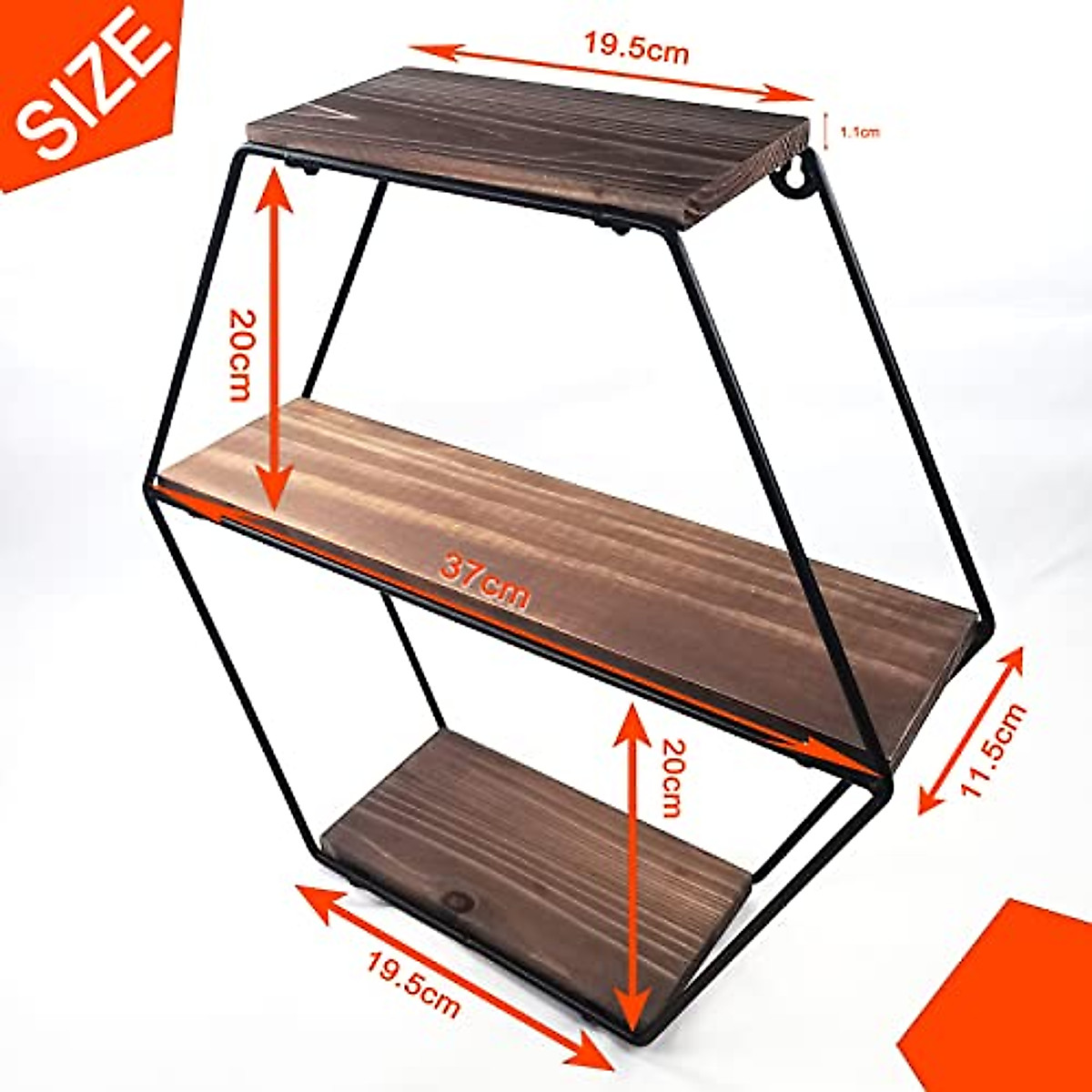 DECOCIAGA House Wall Metal Wood Floating Shelves,Black Decor Storage Shelf for Bathroom Kitchen Living Room&Coffee Table,Apartment Decorative Shelves-Not Require Assembly