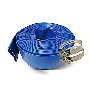 Schraiberpump 1-Inch by 100-Feet- General Purpose Reinforced PVC Lay-Flat Discharge and Backwash Hose - Heavy Duty (4 Bar) 2 CLAMPS INCLUDED