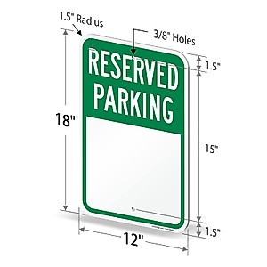 SmartSign Blank Reserved Parking Sign - 2 Pack Write-On Sign, 18 x 12 inch, 2mm Thick Aluminum Composite, Green and White, Made in USA