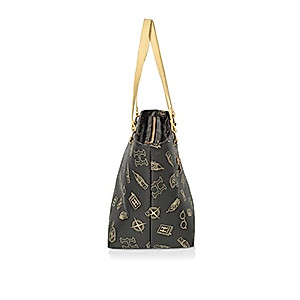 PICNIC TIME Harry Potter Hogwarts Uptown Cooler Tote Bag, Insulated Purse Lunch Bag for Her, Stylish Beach Bag Soft Cooler, (Black with Gold Accents), 14.37 x 7.28 x 10.63