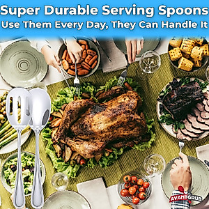 Super Elegant, Heavy Duty Serving Spoon 1 Pc Set. Stainless Steel Slotted Spoons to Serve Pasta and Vegetable. Best Flatware for Buffet and Family Style Dining, Catering, Banquets and Dinner Parties