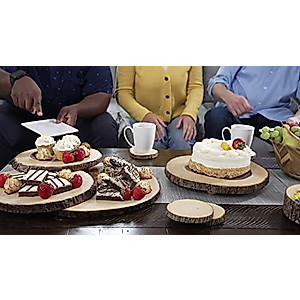 Lipper International Acacia Wood Slab Serving Board With Bark for Cheese, Crackers, and Hors D'oeuvres, Set of 3, Assorted Sizes