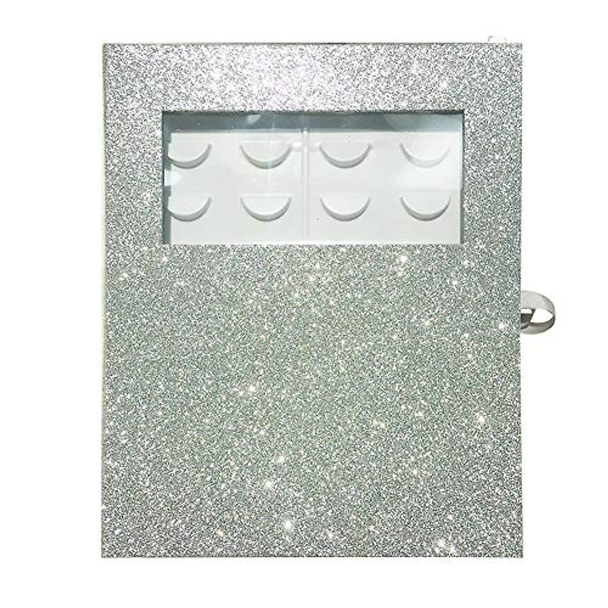 Eyelash Storage Book, 16 Pairs Lash Storage Organizer, Glitter Paper Eyelash Display Case, Portable Makeup Flash Lash Empty Box