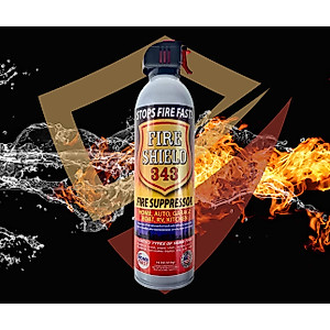 Fire Shield 343 - Home & MOBILE Use Aerosol Fire Suppressant Spray Foam Eliminates Gasoline, Kitchen Grease, Oil, Wood Fires. For Garage, House, Camping, RV & More