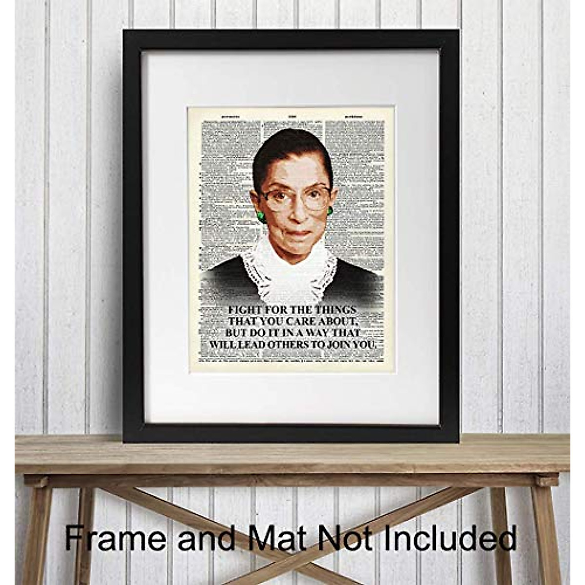 Ruth Bader Ginsburg Wall Art Print - Inspirational Quote Dictionary Home Decor Picture - Upcycled Motivational Decoration for Office, Living Room, Apartment - Gift for RBG Fans - 8x10 Poster