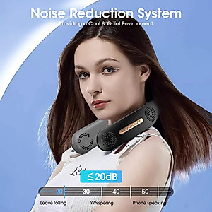 OLV Neck Fan 4 Turbo 6000mAh Portable Neck Fan 360°Cooling Airflow Bladeless Neck Fan USB Rechargeable with 3 Speeds Adjustment Wearable Personal Fan for Outdoor Travel Indoor - Black