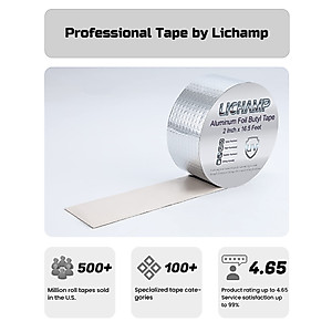 Lichamp Aluminum Butyl Tape, Waterproof Butyl Aluminum Foil Tape 2 inches x 16.4ft for RV Repair, Roof, Window Patch, Boat and Outdoor Pipe Sealing
