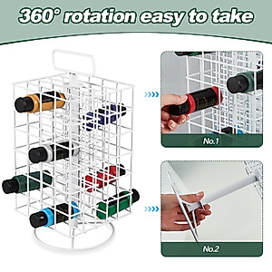 Yaocom 2 Pcs Spinning Paint Organizer Rack 360 Degree Rotating 6 Tier Paint Storage Tower Paint Holder Paint Storage Holder Stand Holds up to 48 (2 oz) Bottles for Art Acrylic Painting, White